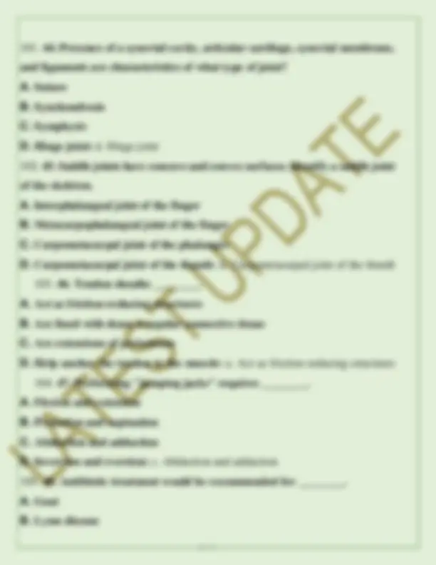 Anatomy and Physiology 1 Final Exam Questions and Answers 2024-2025 | Exams Nursing | Docsity