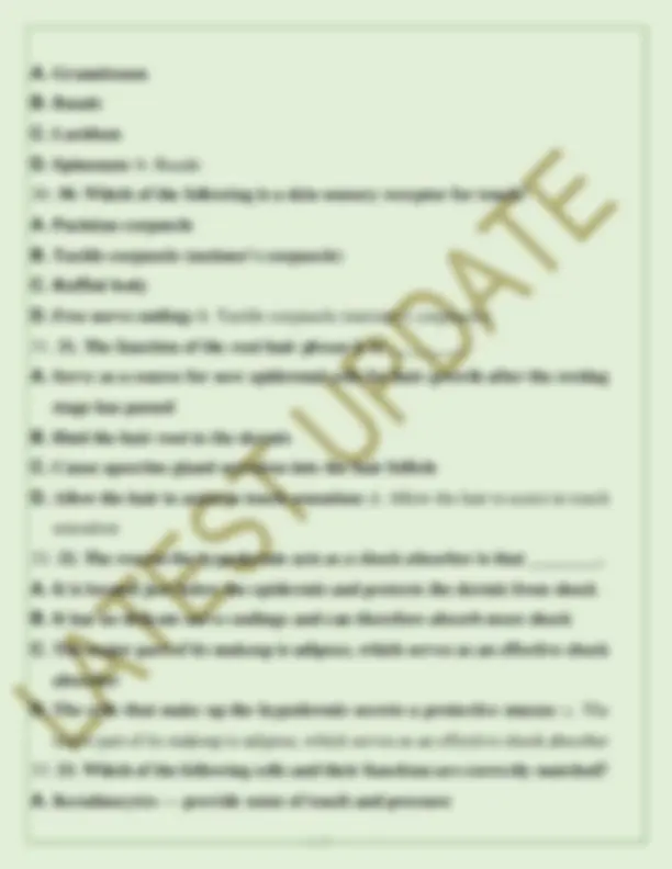 Anatomy and Physiology 1 Final Exam Questions and Answers 2024-2025 | Exams Nursing | Docsity