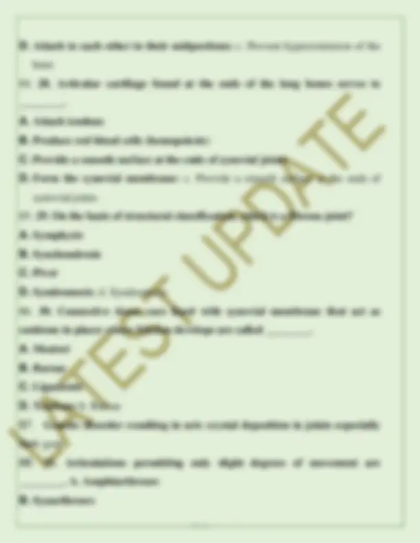 Anatomy and Physiology 1 Final Exam Questions and Answers 2024-2025 | Exams Nursing | Docsity