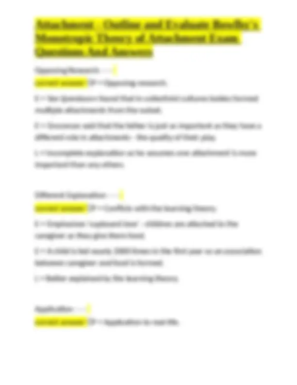 Bowlby's Monotropic Theory of Attachment: Exam Questions and Answers ...