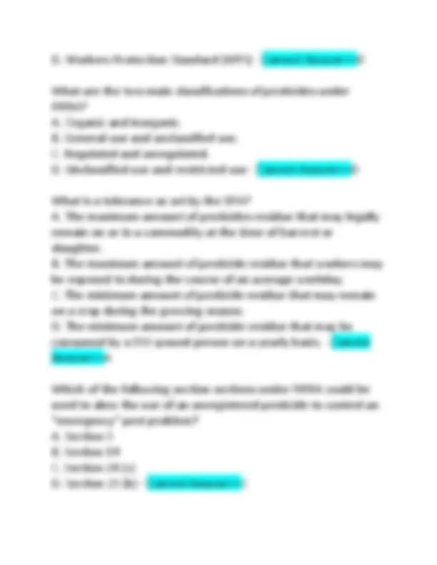 Practice Exam, National Pesticide Applicator Certification Core Manual ...