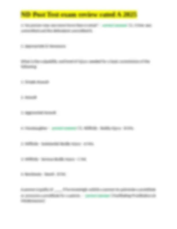ND Post Test exam review rated A 2025 | Exams Nursing | Docsity