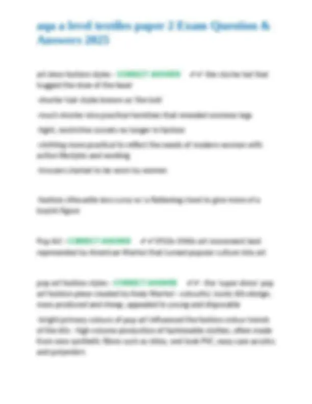 aqa a level textiles paper 2 Exam Question & Answers 2025 | Exams ...