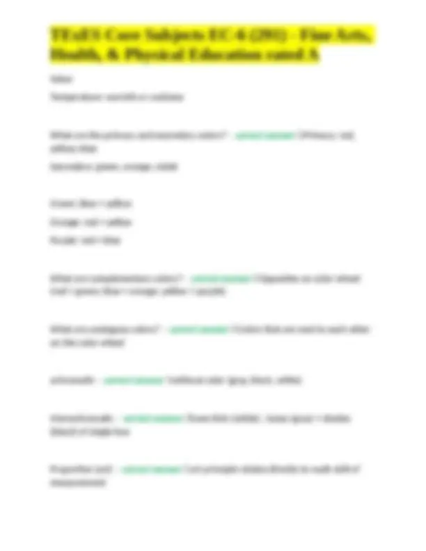 TExES Core Subjects EC-6 (291) - Fine Arts, Health, & Physical ...
