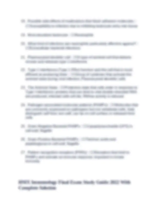 HMX Immunology Final Exam Questions with Complete Solution Graded A+ | Exams Nursing | Docsity