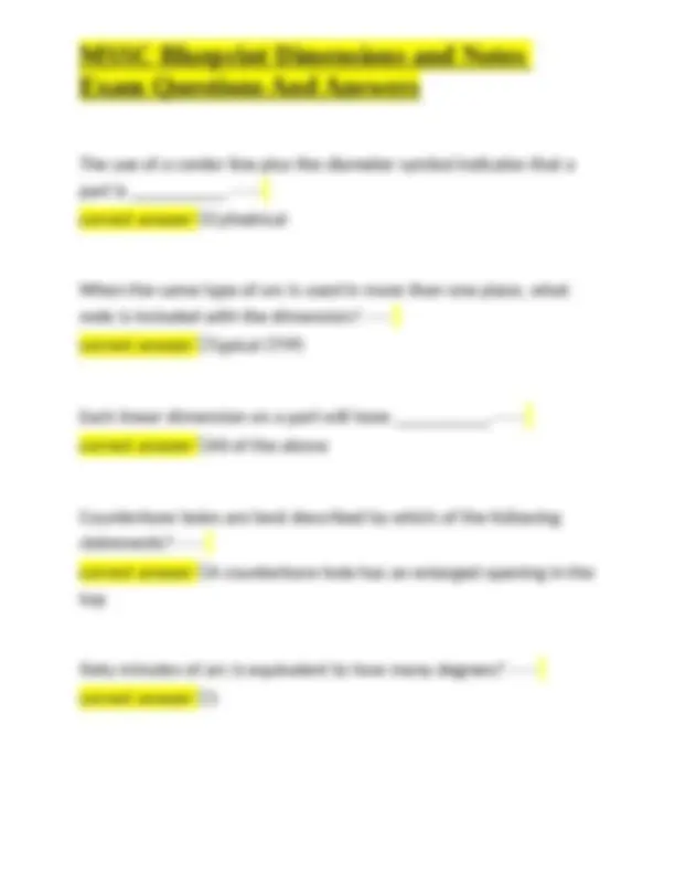 MSSC Blueprint Dimensions and Notes Exam Questions And Answers | Exams ...