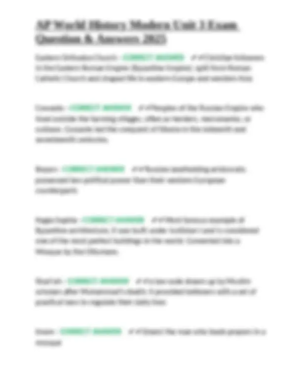AP World History Modern Unit 3 Exam: Questions and Answers (2025 ...