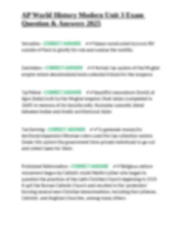 AP World History Modern Unit 3 Exam: Questions and Answers (2025 ...