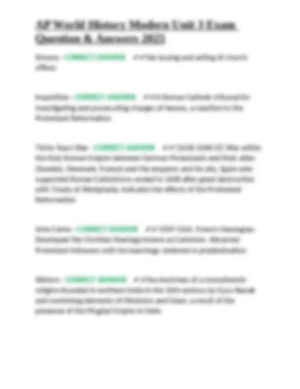 AP World History Modern Unit 3 Exam: Questions and Answers (2025 ...