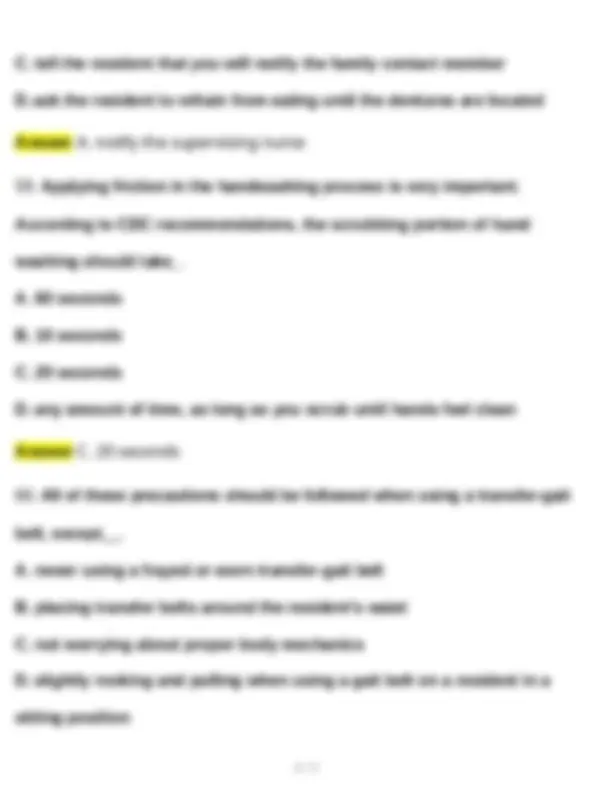 CNA Practice Test for Basic Nursing Skills (70 Questions) (Latest 2025 ...