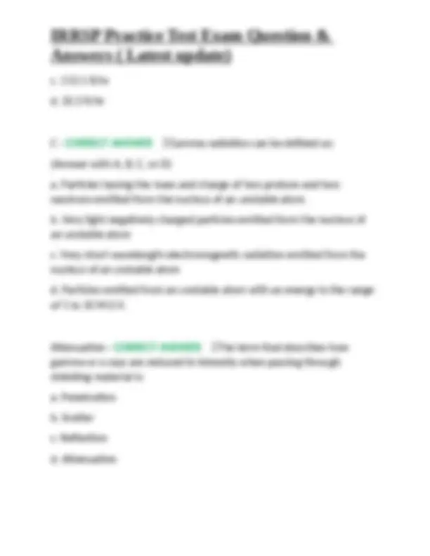 IRRSP Practice Test Exam Questions and Answers | Exams Nursing | Docsity