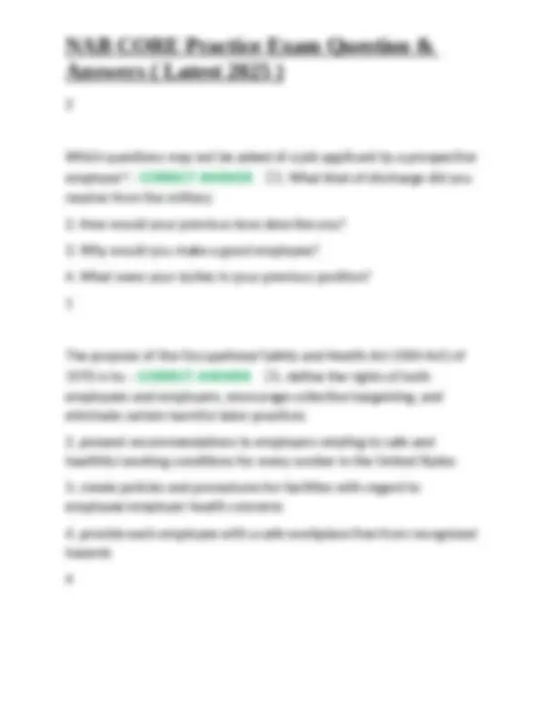 NAB CORE Practice Exam Questions and Answers (Latest 2025) | Exams ...