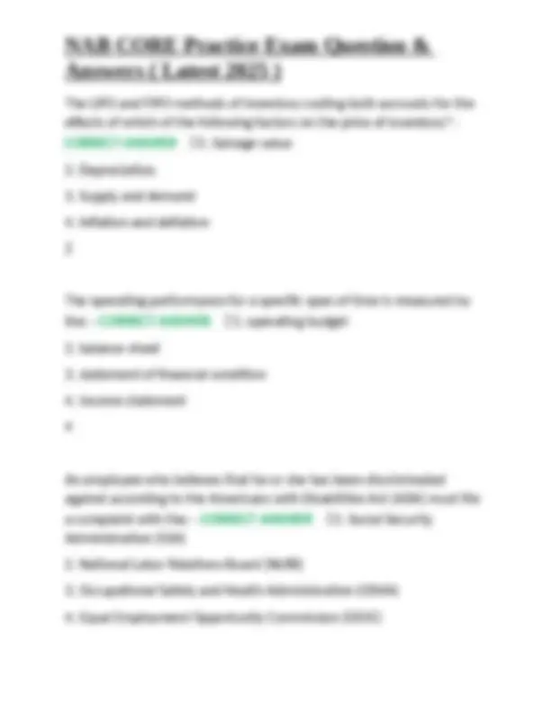 NAB CORE Practice Exam Questions and Answers (Latest 2025) | Exams ...