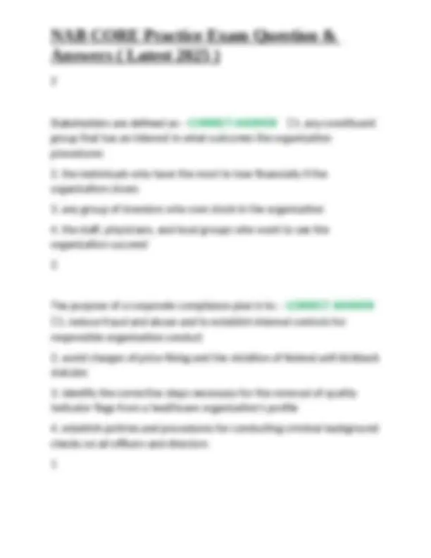 NAB CORE Practice Exam Questions and Answers (Latest 2025) | Exams ...