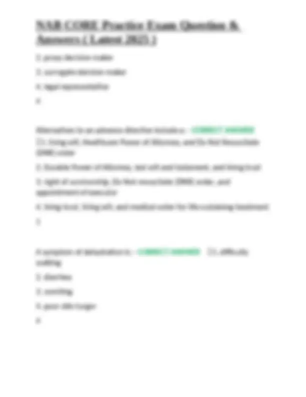 NAB CORE Practice Exam Questions and Answers (Latest 2025) | Exams ...