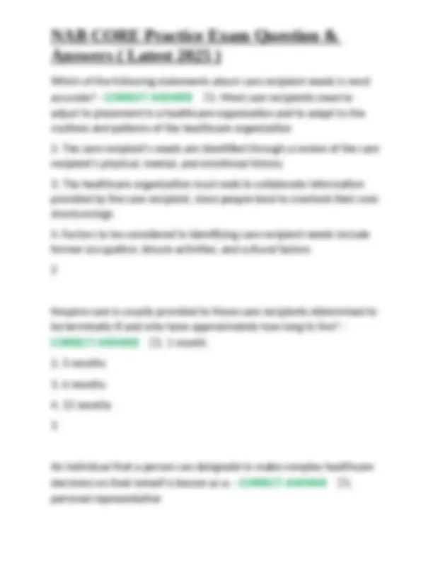 NAB CORE Practice Exam Questions and Answers (Latest 2025) | Exams ...