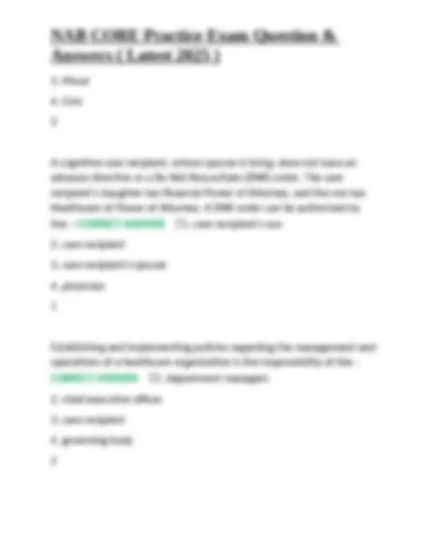 NAB CORE Practice Exam Questions and Answers (Latest 2025) | Exams ...