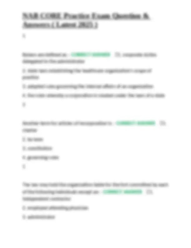 NAB CORE Practice Exam Questions and Answers (Latest 2025) | Exams ...