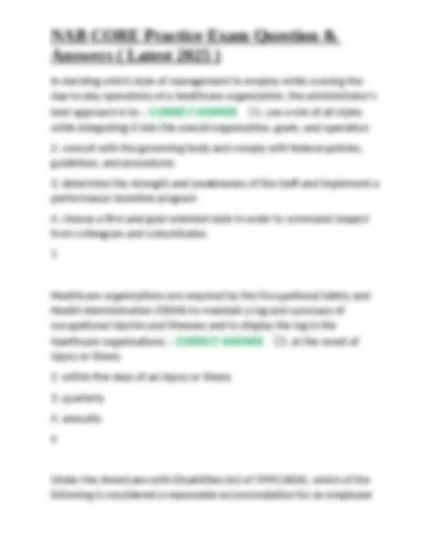 NAB CORE Practice Exam Questions and Answers (Latest 2025) | Exams ...