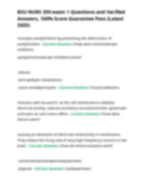 BSU NURS 350 Exam 1: Questions and Answers on Psychotropic Medications ...