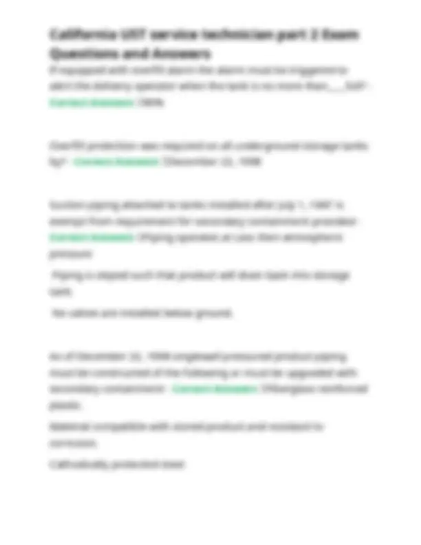 California UST service technician part 2 Exam Questions and Answers ...