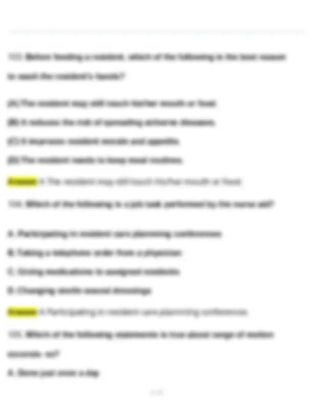 CNA Final Exam Review (100 questions) (Latest 2025 / 2026 Update ...