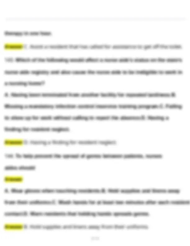 CNA Final Exam Review (100 questions) (Latest 2025 / 2026 Update ...