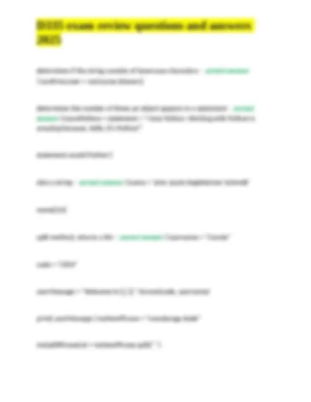 D335 Exam Review Questions and Answers: Python Programming Fundamentals | Exams Nursing | Docsity