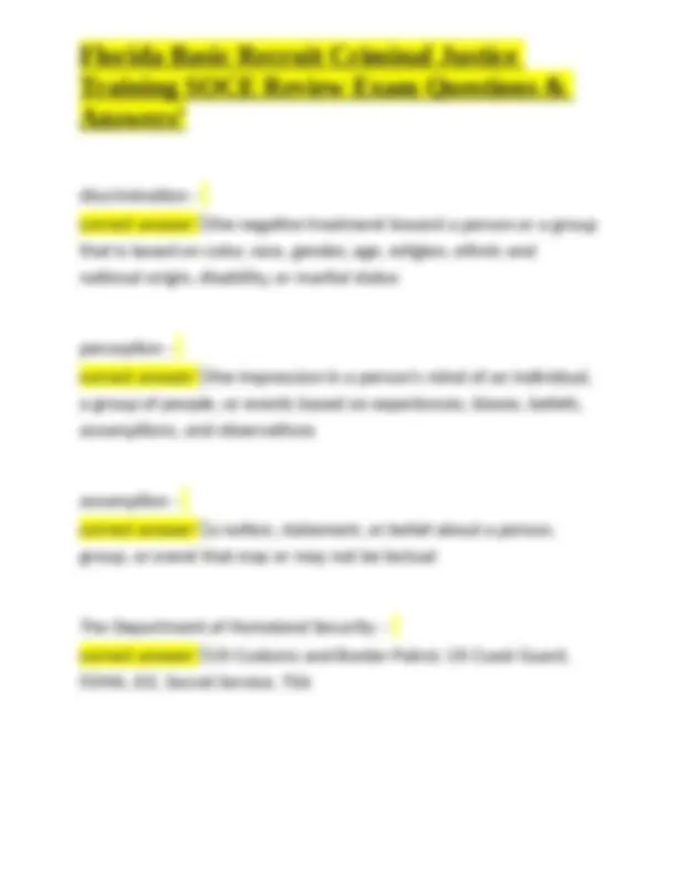 Florida Basic Recruit Criminal Justice Training SOCE Review Exam ...