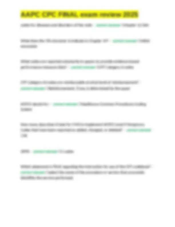 AAPC CPC FINAL exam review 2025 | Exams Nursing | Docsity