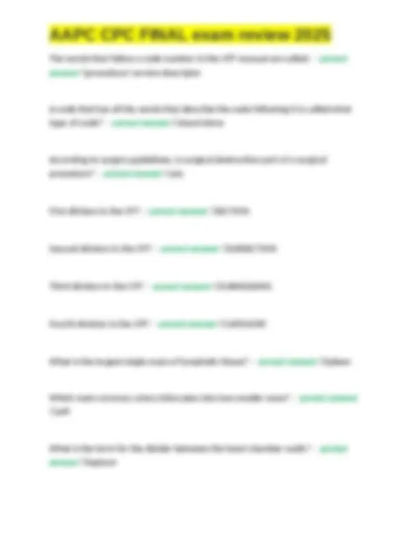 AAPC CPC FINAL exam review 2025 | Exams Nursing | Docsity