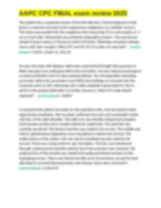 AAPC CPC FINAL exam review 2025 | Exams Nursing | Docsity