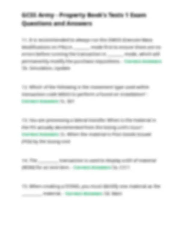 GCSS Army - Property Book's Tests 1 Exam Questions and Answers | Exams ...