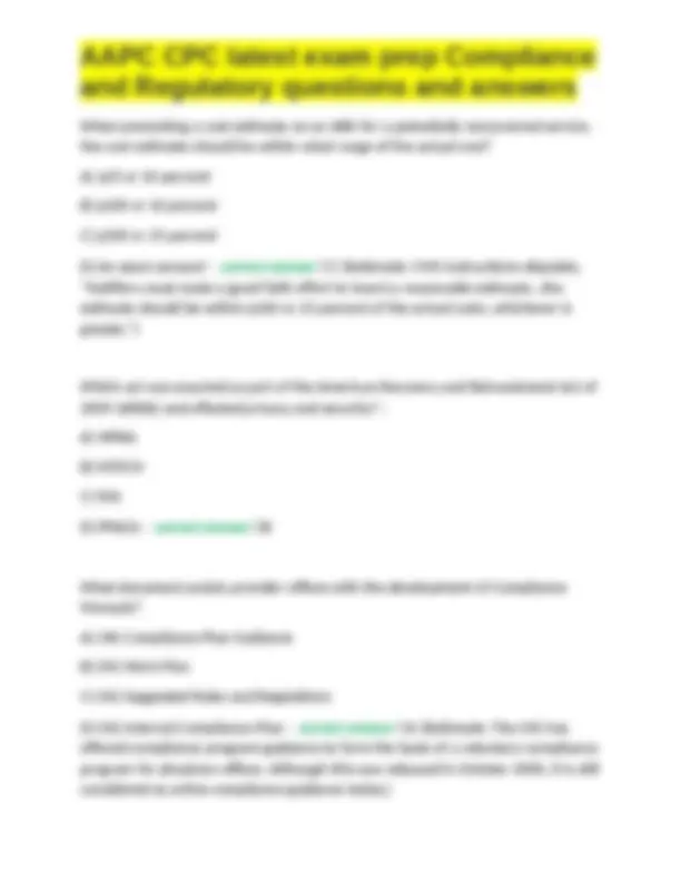 AAPC CPC Exam Prep: Compliance and Regulatory Questions and Answers ...