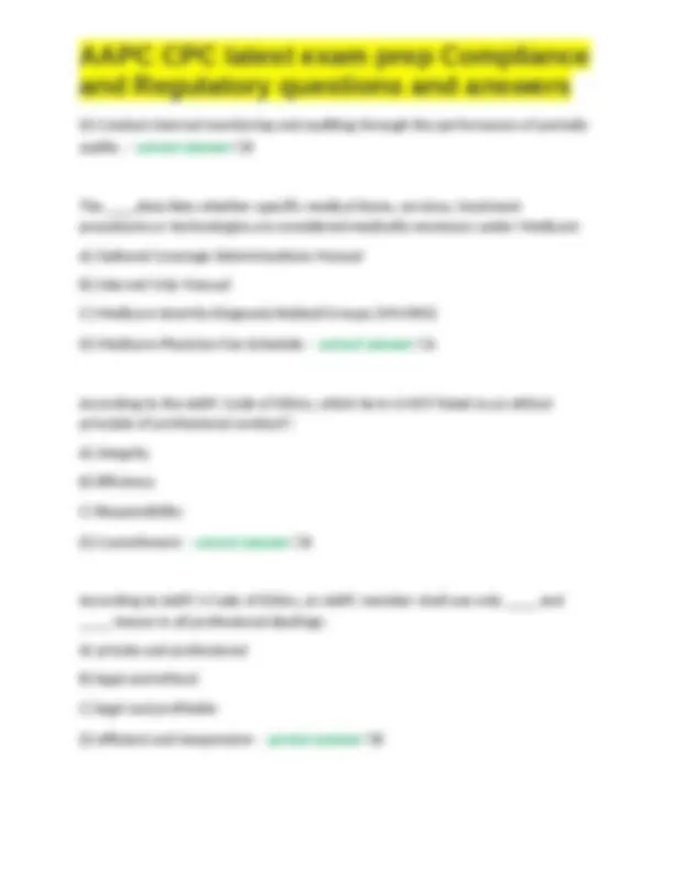 AAPC CPC Exam Prep: Compliance and Regulatory Questions and Answers ...
