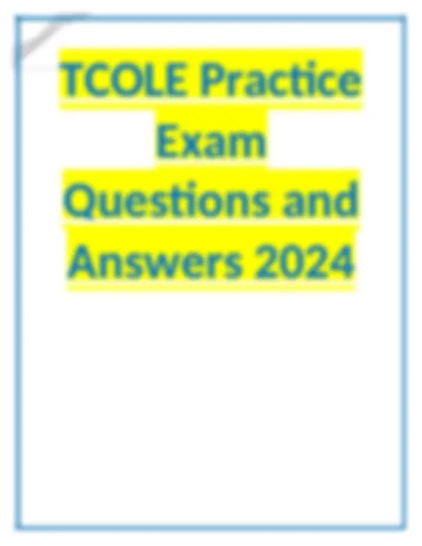 TCOLE Practice Exam Questions & Answers 2024: Texas Peace Officer Guide ...