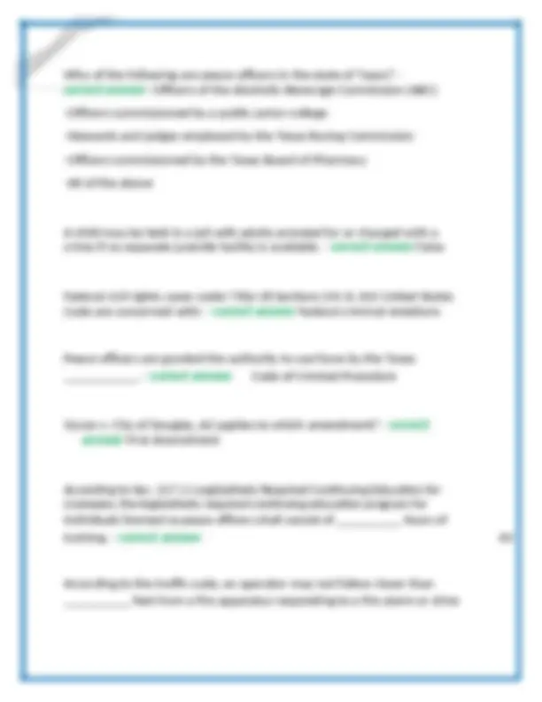 TCOLE Practice Exam Questions & Answers 2024: Texas Peace Officer Guide ...