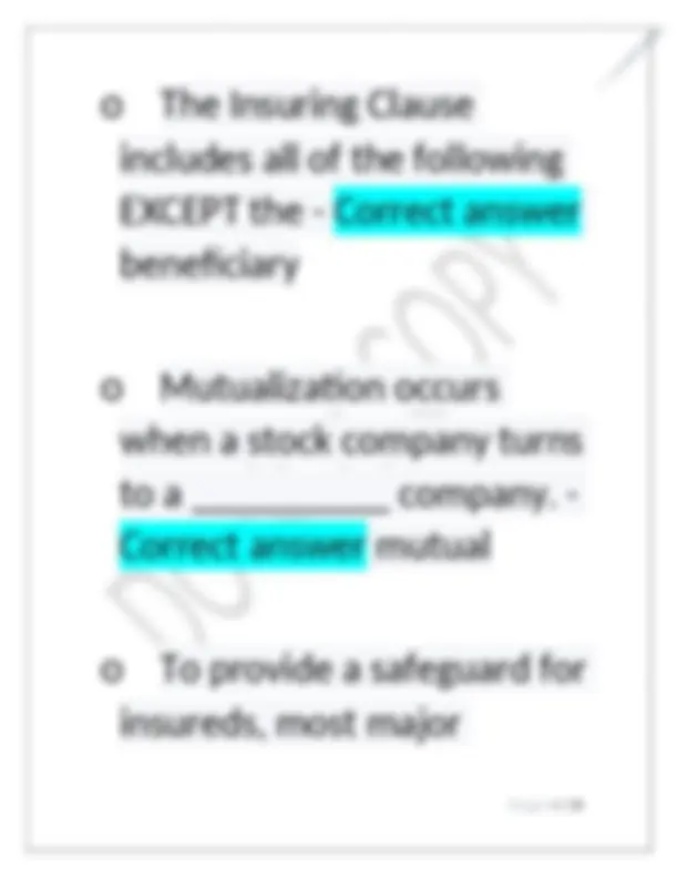 Insurance License Exam Questions with Correct Answers Latest Update ...