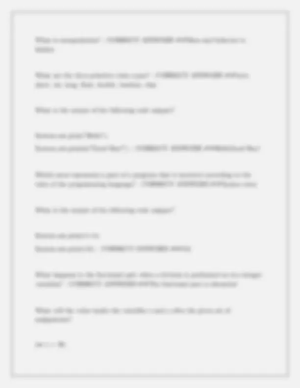 CSE 110 Final Exam: Java Programming Concepts and Practice | Exams Nursing | Docsity