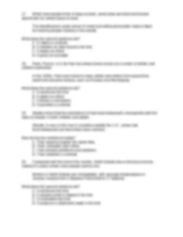 Next Generation Accuplacer Reading Comprehension And Sentence Skills Questions And Answers