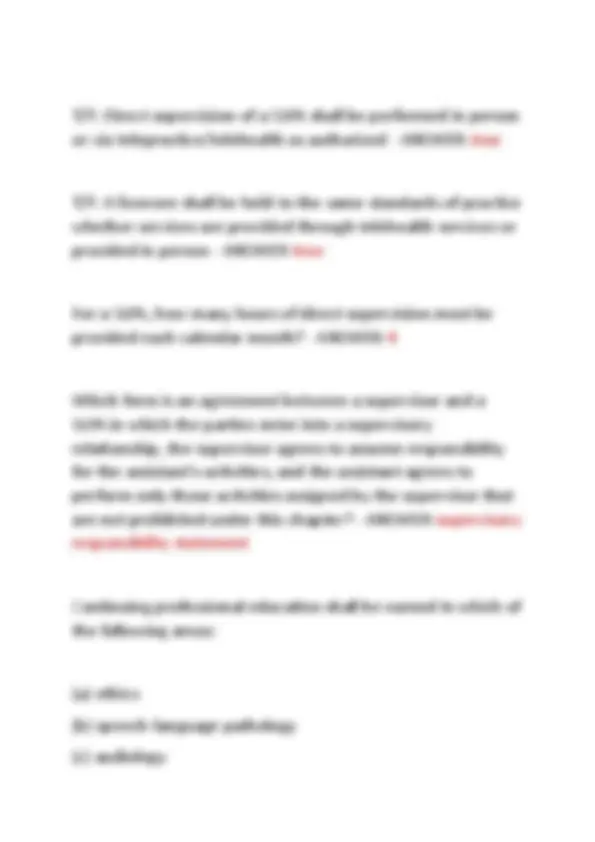 Speech-Language Pathology Jurisprudence Exam: Questions and Answers | Exams Nursing | Docsity