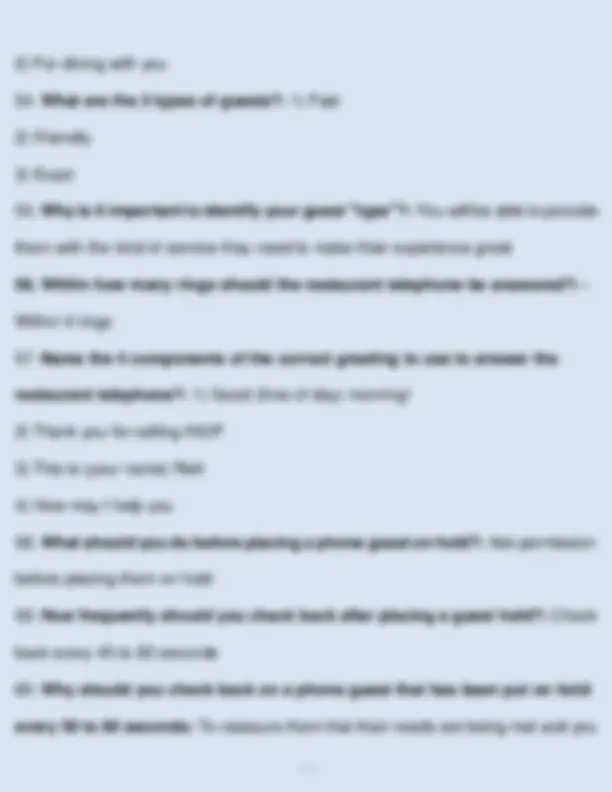 IHOP SOP FOH STUDY GUIDE EXAM Questions and Answers Latest Updates 2025 ...