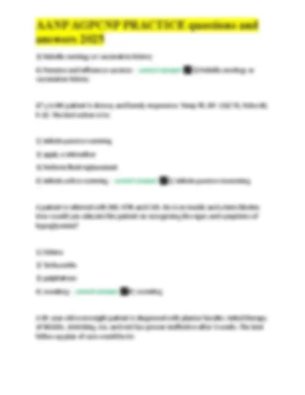 AANP AGPCNP PRACTICE questions and answers 2025. | Exams Nursing | Docsity
