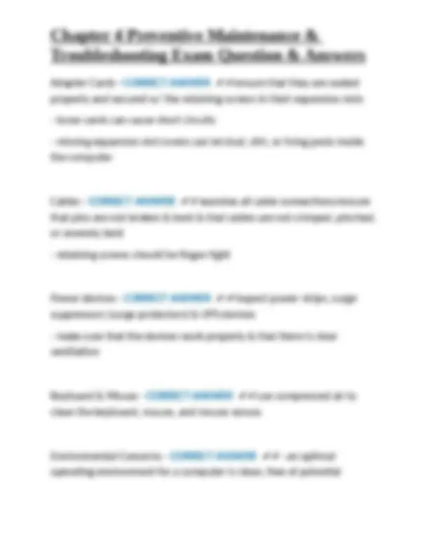 Chapter 4 Preventive Maintenance & Troubleshooting Exam Question ...