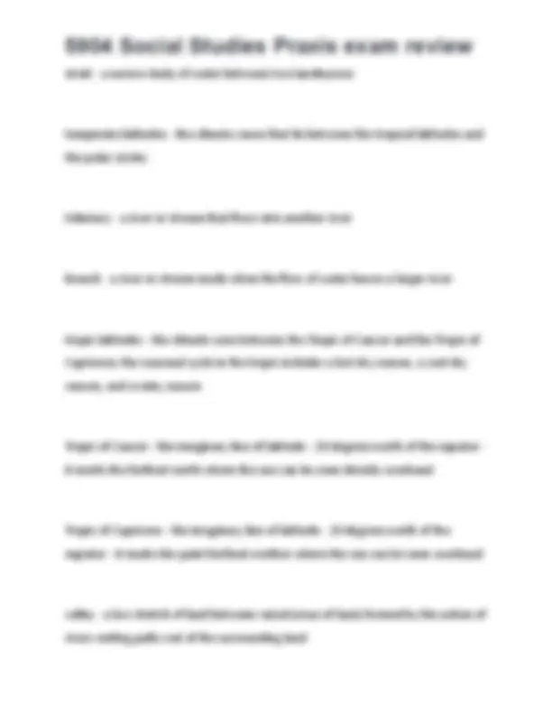 5904 Social Studies Praxis exam review. | Exams Nursing | Docsity