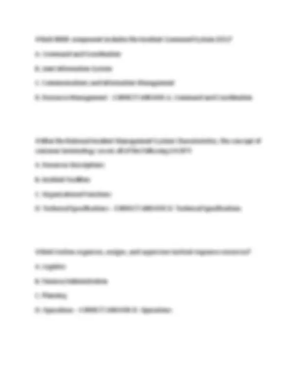 FEMA FINAL EXAM ICS 100: IS-100.C: INTRODUCTION TO THE INCIDENT COMMAND ...