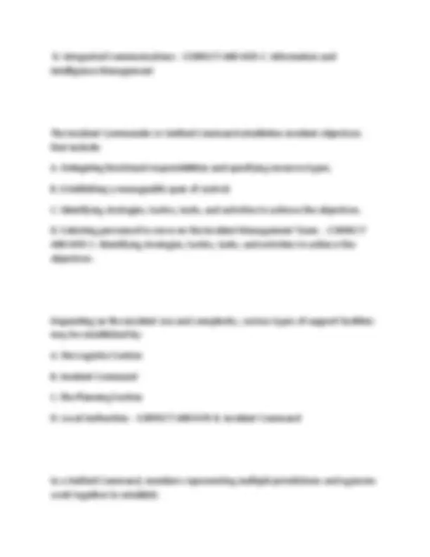 FEMA FINAL EXAM ICS 100: IS-100.C: INTRODUCTION TO THE INCIDENT COMMAND ...