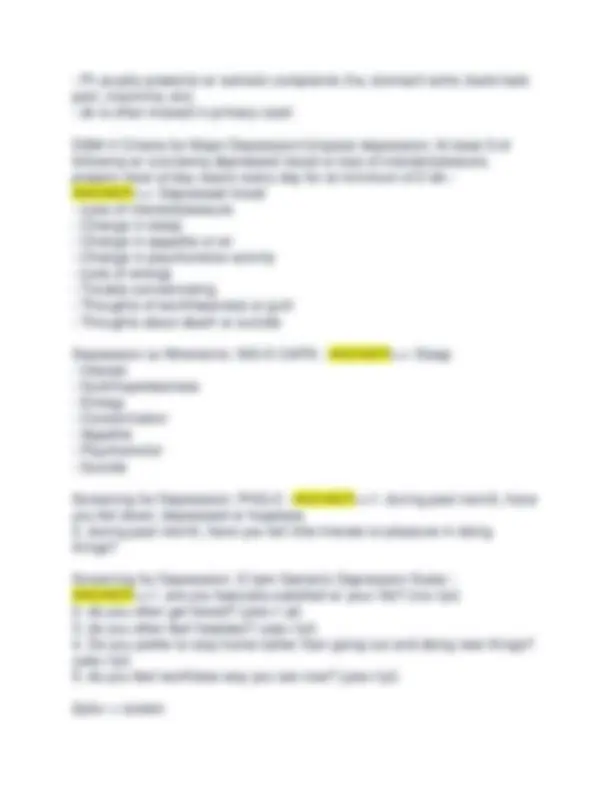 primary care of the psychiatric mental health | Exams Psychiatry | Docsity