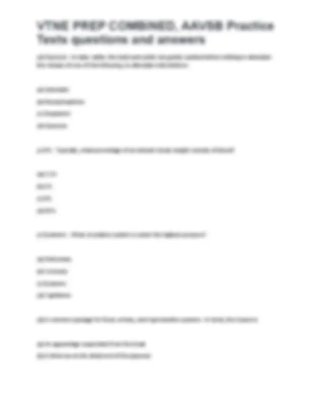 VTNE PREP COMBINED, AAVSB Practice Tests questions and answers ...