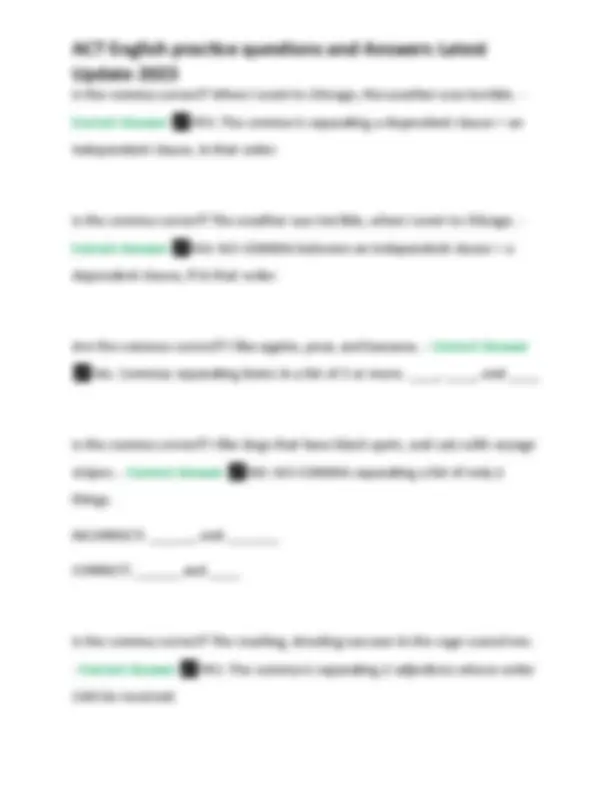 ACT English Practice Questions and Answers: Grammar and Punctuation ...